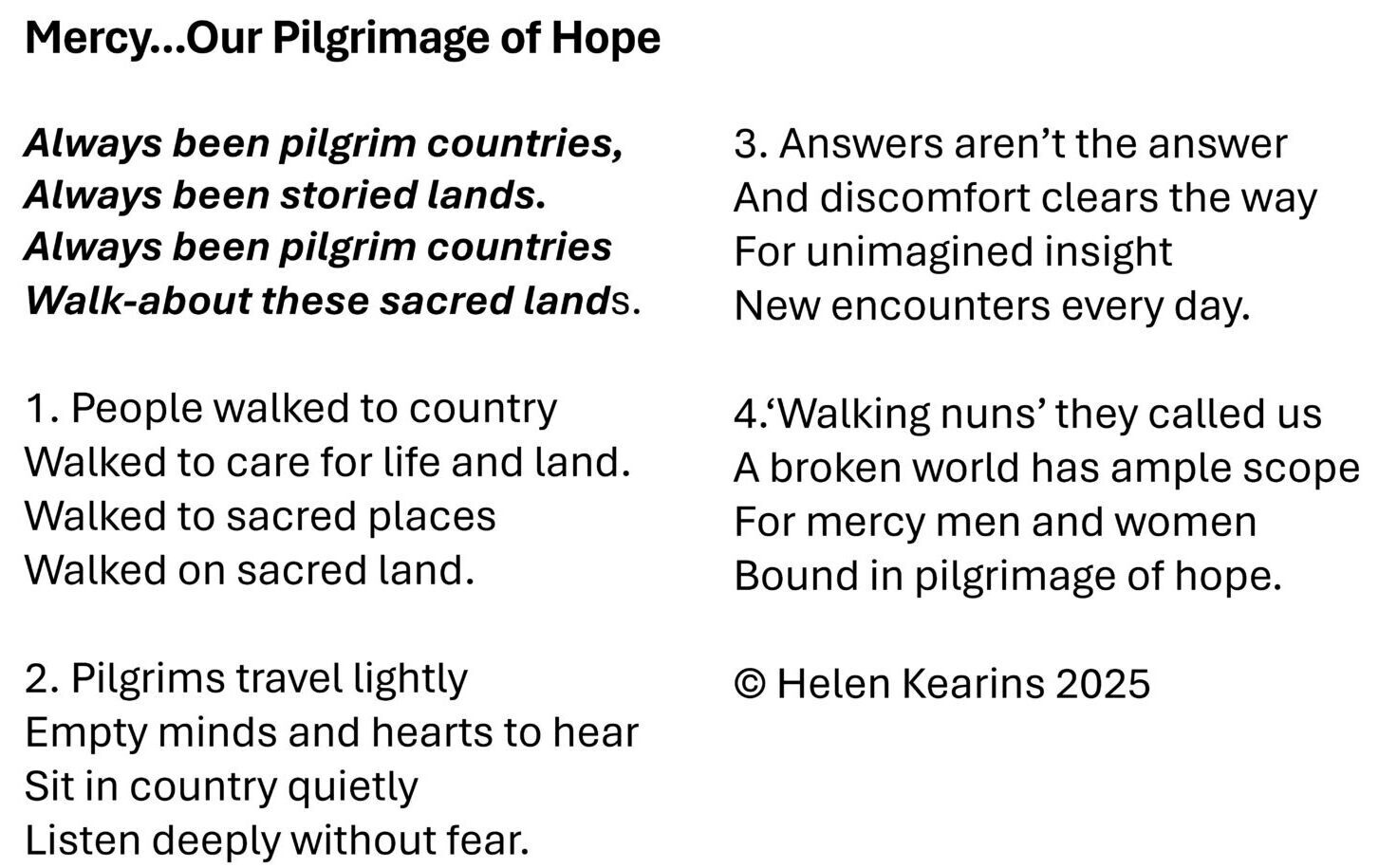 Invitation to Pilgrimage (June) | Institute of Sisters of Mercy of ...
